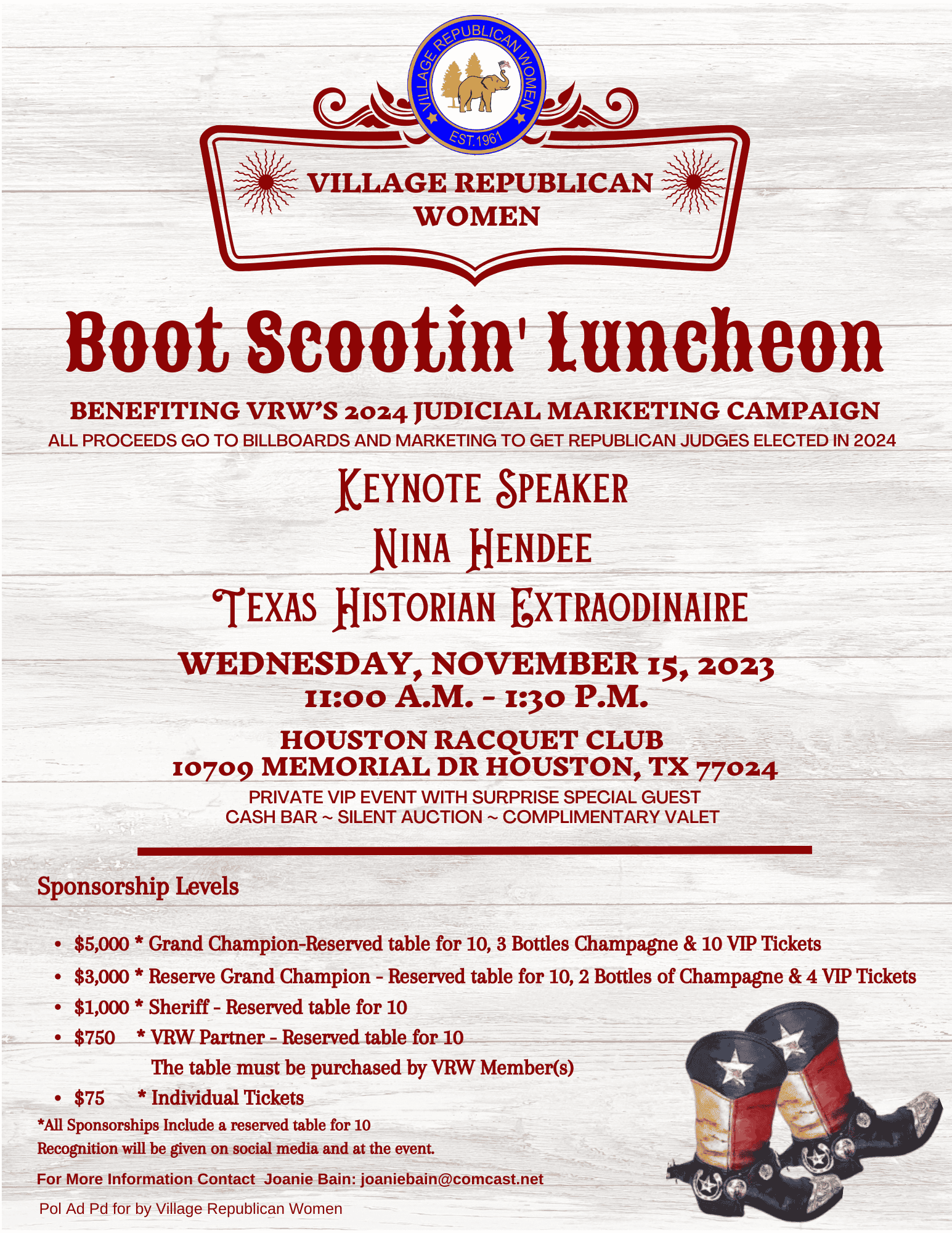 Boot Scootin’ Luncheon – Village Republican Women